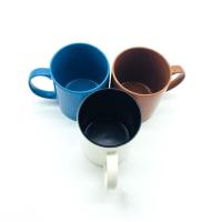China Blue Simplicity Full Glazed 11 Oz Ceramic Coffee Mugs New Bone China for sale