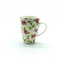 China CE Drum Shaped Flower Pattern Pottery Coffee Cups , 330ml Coffee Cup for sale