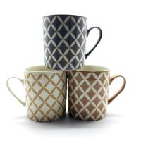 China New Bone China  Colorful  Embossed Ceramic Coffee Mug 11oz for sale