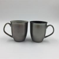 China Matte Black Gold Crackle Glaze Large Ceramic Stoneware Mugs for sale