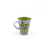China 10oz 10.8cm Height Ceramic Coffee Mugs With Spoon Hand Drawn for sale