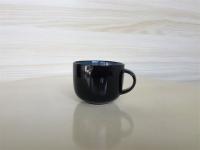 China 6oz Custom  Black Glazed Stoneware Coffee Mugs Tea Cup for sale
