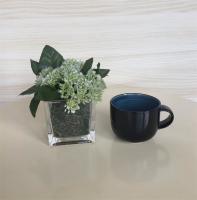 China 6oz Custom  Black Glazed Stoneware Coffee Mugs Tea Cup for sale