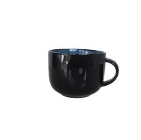 China 6oz Custom  Black Glazed Stoneware Coffee Mugs Tea Cup for sale