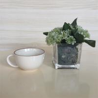 China 6 Oz Colorful Glazed Stoneware Coffee Mug With Color Brim for sale