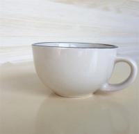 China 6 Oz Colorful Glazed Stoneware Coffee Mug With Color Brim for sale