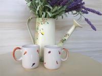 China Orange Promotional 170ml Stoneware Coffee Mug 6 Oz Cappuccino Cup with Handle for sale