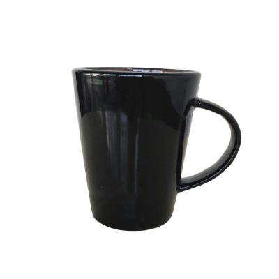 China 16 oz Black Glazed V-Shape Ceramic Large Coffee Mugs for sale