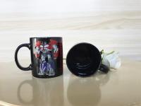 China 12 Oz Black Glazed Stoneware Ceramic Coffee Mug Printing Ultraman for sale