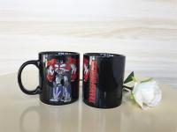 China 12 Oz Black Glazed Stoneware Ceramic Coffee Mug Printing Ultraman for sale