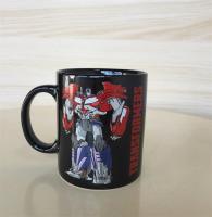 China 12 Oz Black Glazed Stoneware Ceramic Coffee Mug Printing Ultraman for sale