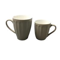 China 10oz Olive Green Debossed Small Ceramic Coffee Mugs Glossy With Handle for sale
