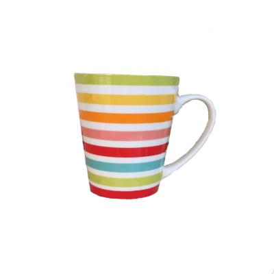 China Flashing Customized Logo 11oz Rainbow Pottery Mug V Shaped Colorful for sale