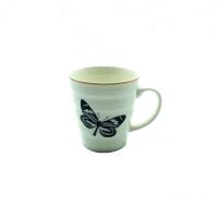 China White Cartoon 9Oz Ceramic Coffee Mugs With Handgrip Dishwasher Safe for sale