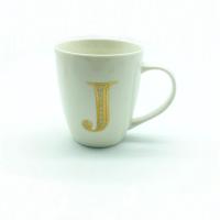 China 11 Oz Ceramic Drinking Mugs Custom Logo Gold Decal Print New Bone China 1000pcs MOQ for sale