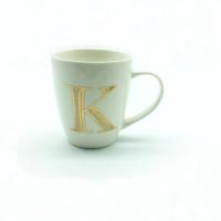 China 11 Oz Ceramic Drinking Mugs Custom Logo Gold Decal Print New Bone China 1000pcs MOQ for sale