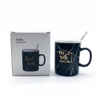 China 400ml Stylish Elegant Black Ceramic Coffee Cups , 14 Oz Coffee Tumbler for sale