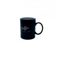 China Customizable 300ml 10oz Ceramic Coffee Mug with Lid Stoneware Handmade Easy Grasp Handle for sale