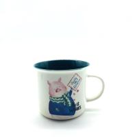 China 11oz Retro Enamel Ceramic Coffee Mug Set of 4 FDA Approved Microwave Safe for sale