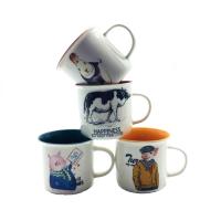 China 11oz Retro Enamel Ceramic Coffee Mug Set of 4 FDA Approved Microwave Safe for sale