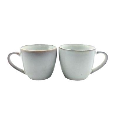 China 7 Oz Reactive Glazed Mini Silk-Screen Stoneware Tea Cup With Handle for sale