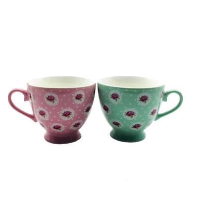 China 14oz 400ml New Bone China Coffee Mug Colorful Glazed Ceramic Tumbler Custom for sale