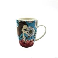 China 11oz New Bone China Ceramic Coffee Mug Drum Shape Custom Logo 10.6x5.6x8.4cm for sale