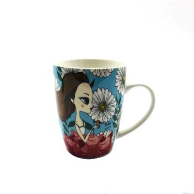 China 11oz New Bone China Ceramic Coffee Mug Drum Shape Custom Logo 10.6x5.6x8.4cm for sale