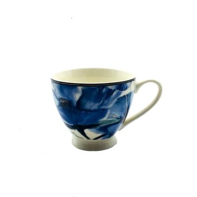 China 400ml 14oz Gold Rimmed Ceramic Coffee Mug Microwave Safe New Bone China Custom Logo for sale