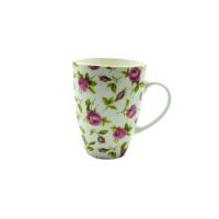 China CE Drum Shaped Flower Pattern Pottery Coffee Cups , 330ml Coffee Cup for sale