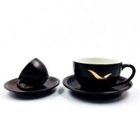 China 11oz Exquisite Printing Ceramic Cup And Saucer Set Stylish For Cafes for sale