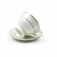 China 7OZ Gold Rim Ceramic Cup and Saucer Set New Bone China Stoneware with CE Approval for sale