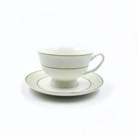 China 7OZ Gold Rim Ceramic Cup and Saucer Set New Bone China Stoneware with CE Approval for sale