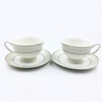 China 7OZ Gold Rim Ceramic Cup and Saucer Set New Bone China Stoneware with CE Approval for sale