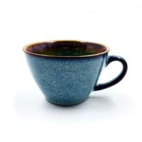 China 7oz Colored Crack Glaze Ceramic Tea Cup and Saucer Set for Gifts for sale