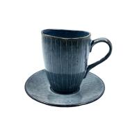 China 7oz Colored Crack Glaze Ceramic Tea Cup and Saucer Set for Gifts for sale