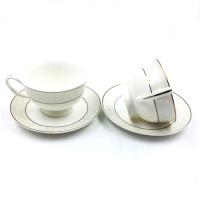 China 7OZ Gold Rim Ceramic Cup and Saucer Set New Bone China Stoneware with CE Approval for sale