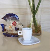 China SGS OEM Acceptable Plain White Cup And Saucer For Cappuccino for sale