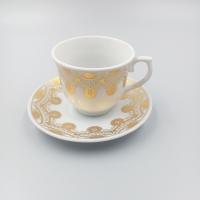 China Customized Single Layer Ceramic Luxury Cup And Saucer Set With Golden Edge for sale