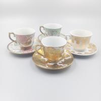 China Customized Single Layer Ceramic Luxury Cup And Saucer Set With Golden Edge for sale