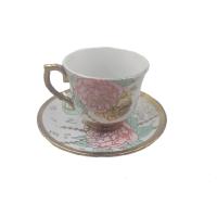 China Custom 200ml Ceramic Cup and Saucer Set Flower Pattern New Bone China Coffee Tea for sale