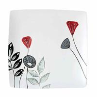 China 4 Piece Hand Painted Embossing Square Ceramic Dinnerware Set 10 Inch for sale