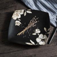 China 5 Piece Porcelain Dinnerware Set Marble Matte Black for Sushi Shop Custom Size for sale