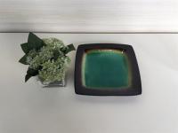 China FDA Approve Taupe And Green Square Stoneware Dinner Sets For 4 for sale