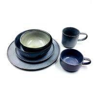 China LFGB 5 Piece Blue Glazed Porcelain Dinnerware Set For Restaurants for sale
