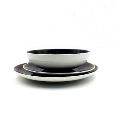 China SGS Certified Double Color Custom Porcelain Dinnerware Set 12pc Ceramic Stoneware for sale