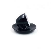 China FDA Standard Microwave Safe Ceramic Cup and Saucer Set Black Color 300ml for sale