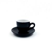China FDA Standard Microwave Safe Ceramic Cup and Saucer Set Black Color 300ml for sale