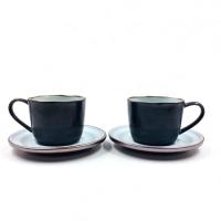 China Nordic Style 6oz 175ml Ceramic Mug and Saucer Set Stoneware Espresso Cups for sale