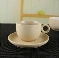 China 250ml Round Ceramic Cup And Saucer Set CIQ Certified With Cute Handle for sale